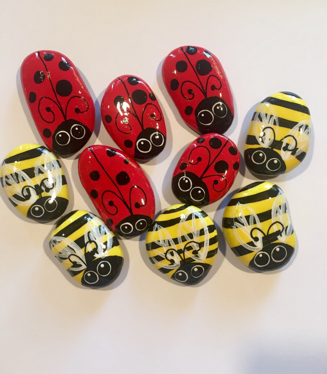 Hand Painted Bumblebee & Ladybug Kindness Rocks - Set of 10 - Etsy