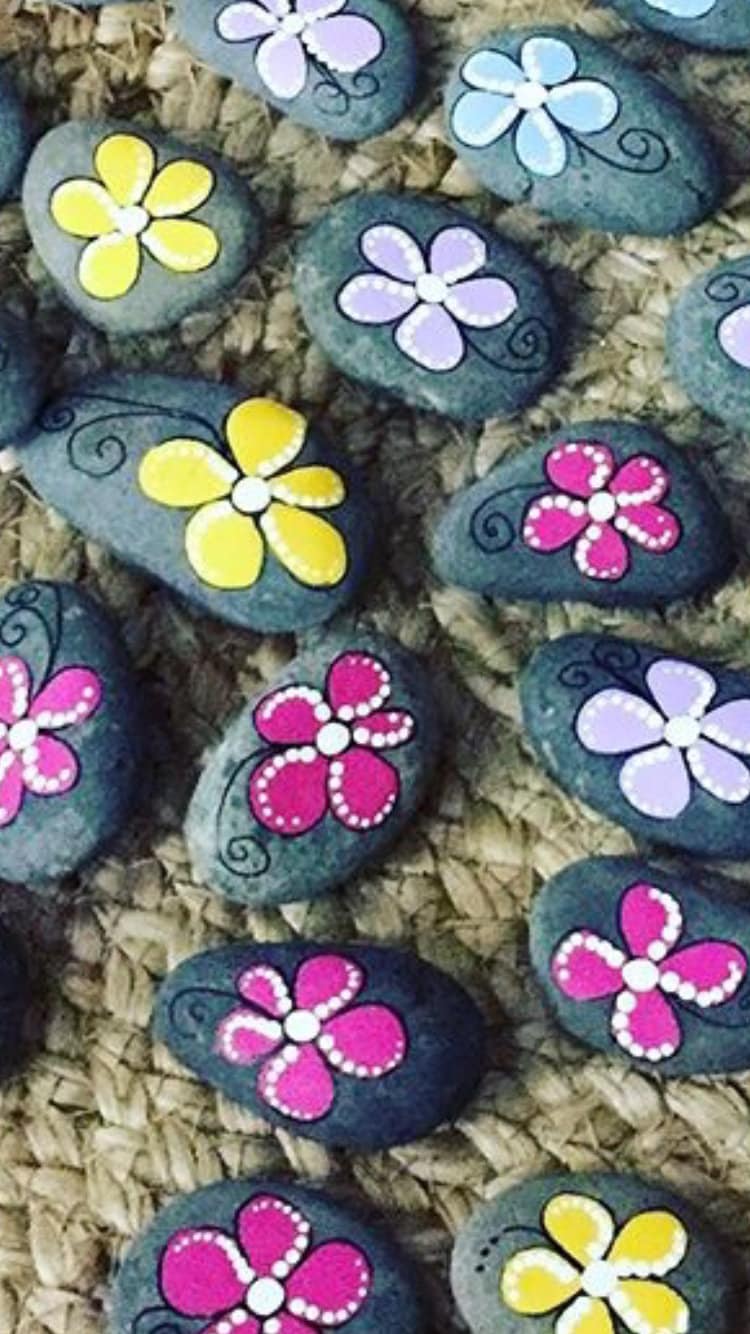 Set of 10 Pretty Small Flower Painted Rocks Favors Small - Etsy
