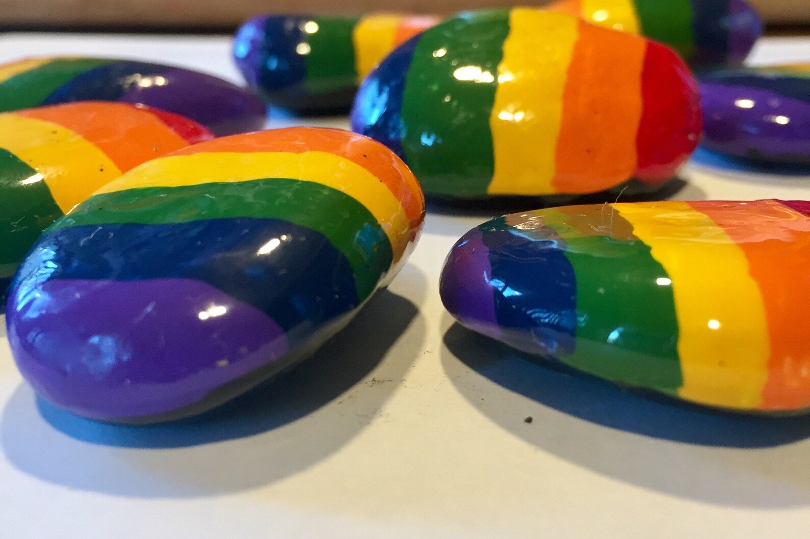 10 Bright Hand Painted Rainbow Rocks, Kindness Rocks, Garden Rocks ...