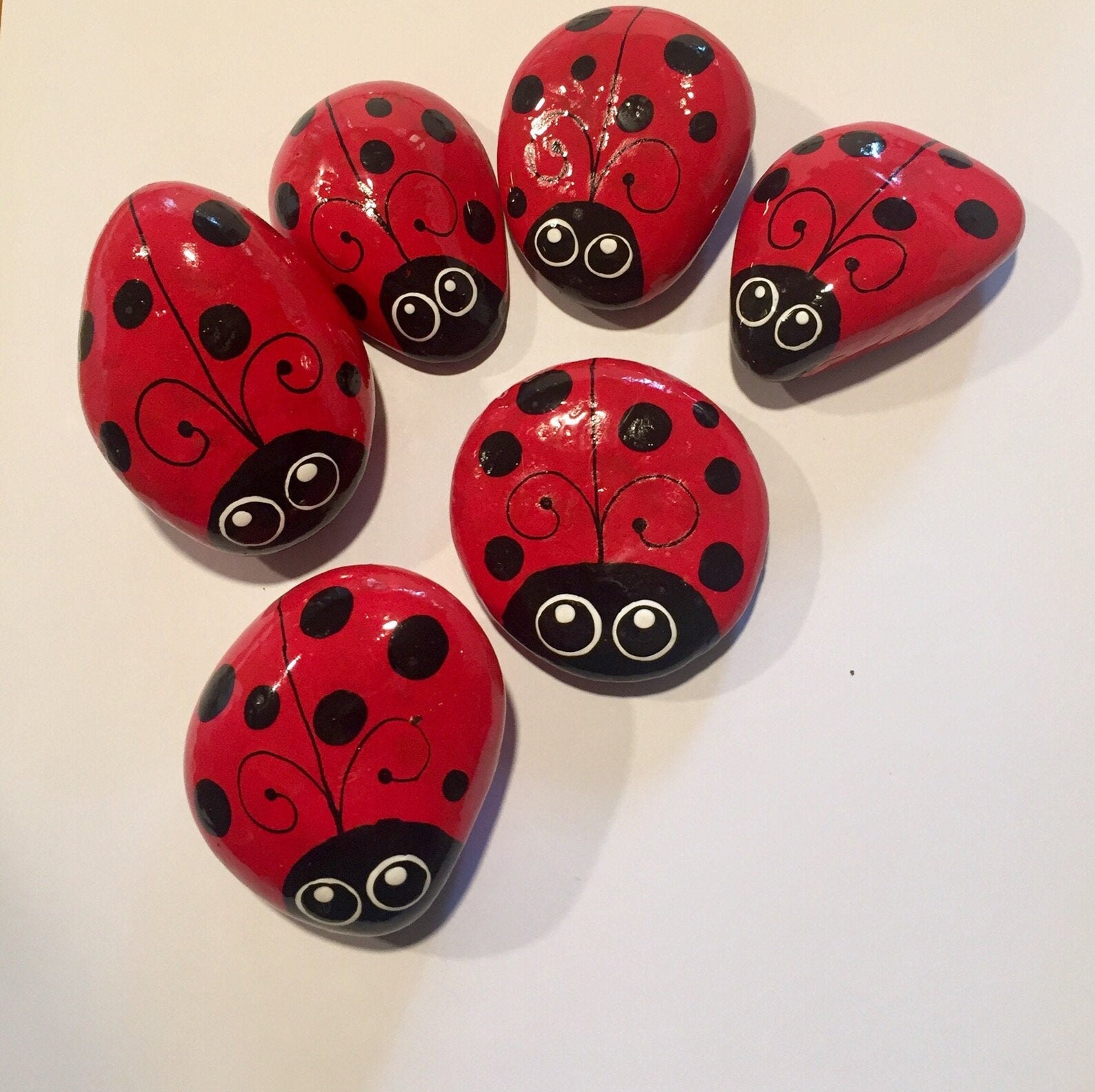 6 Large 3 1/2 to 4 Inch Red Ladybug Rocks Garden Decor | Etsy