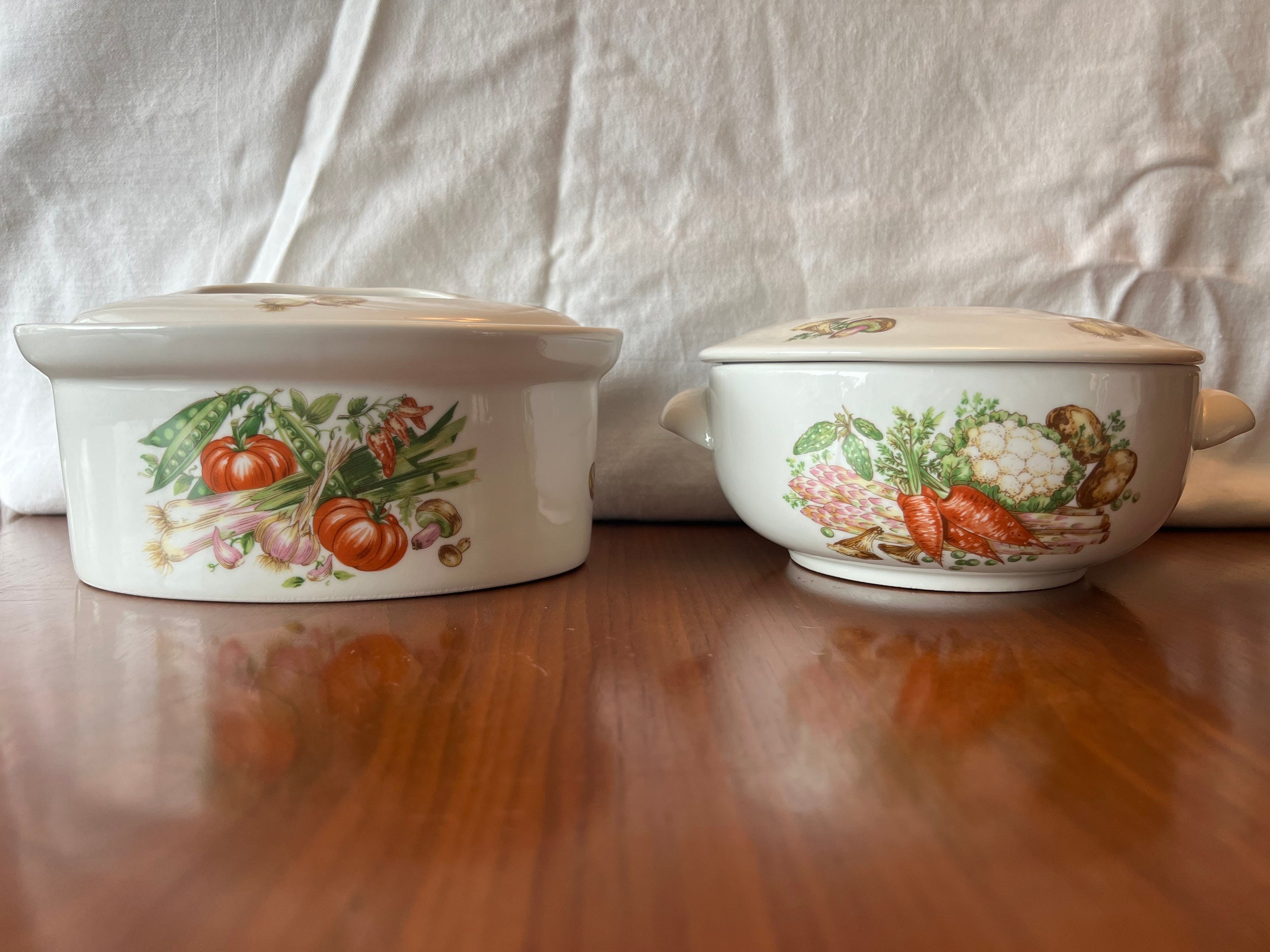Vintage French APILCO Porcelain Dishes With Vegetable Design - Etsy