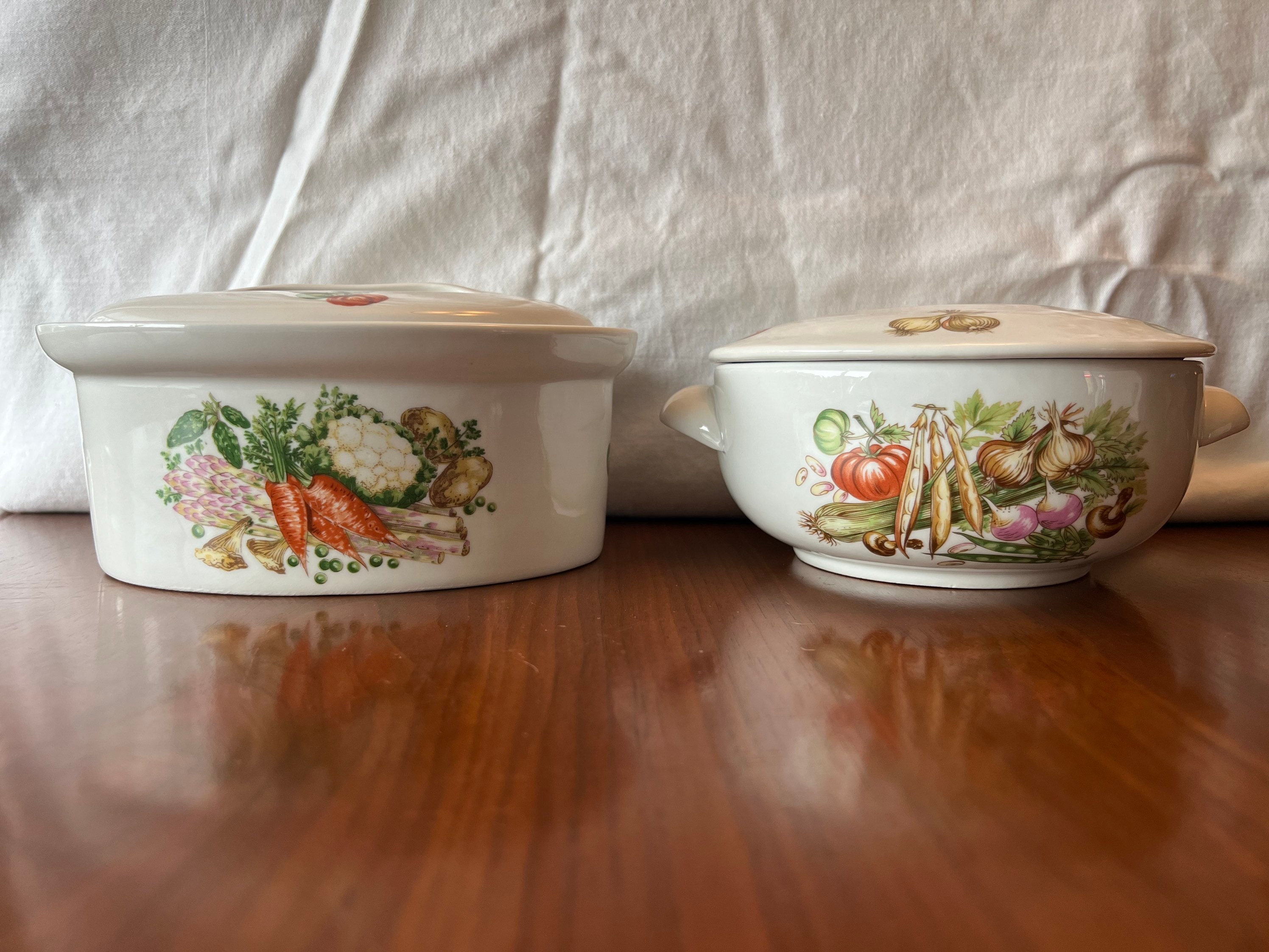 Vintage French APILCO Porcelain Dishes With Vegetable Design - Etsy