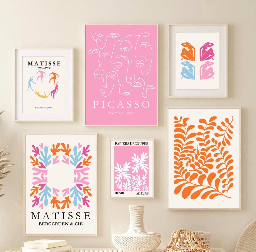 Aesthetic Picasso & Matisse Inspired Set of 6 Modern Abstract Digital ...