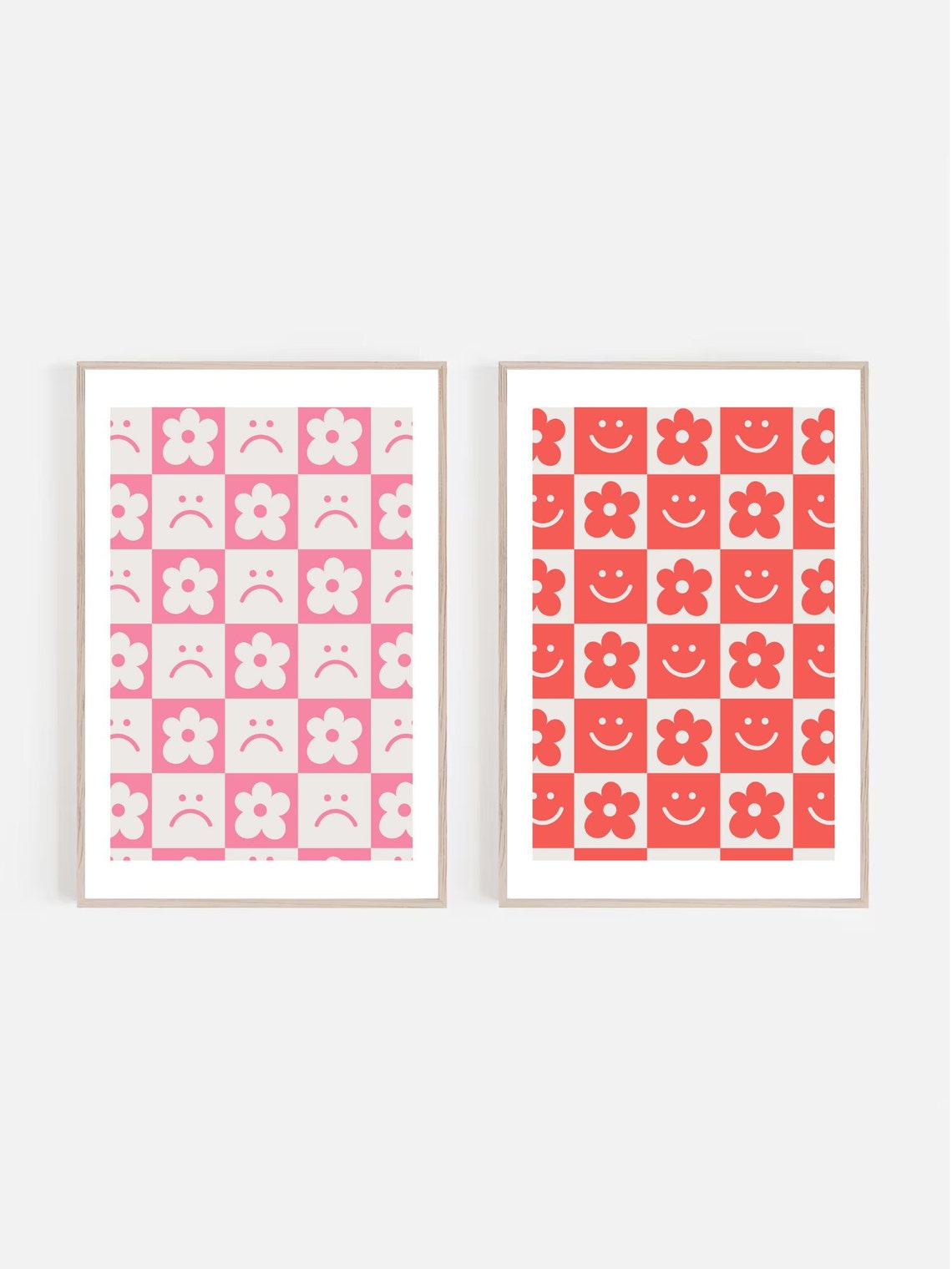 Checkerboard Paradise: Retro Vibes Y2K Aesthetic Digital Prints pink ...