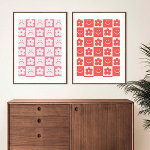 Checkerboard Paradise: Retro Vibes Y2K Aesthetic Digital Prints pink ...