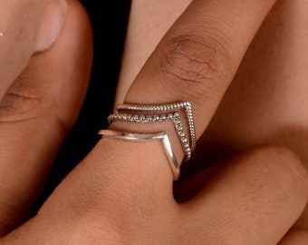 Triple Chevron Ring - Etsy