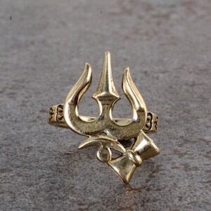 Om Shiv Trishul Ring Brass Ring Ohm Ring Dainty Ring - Etsy