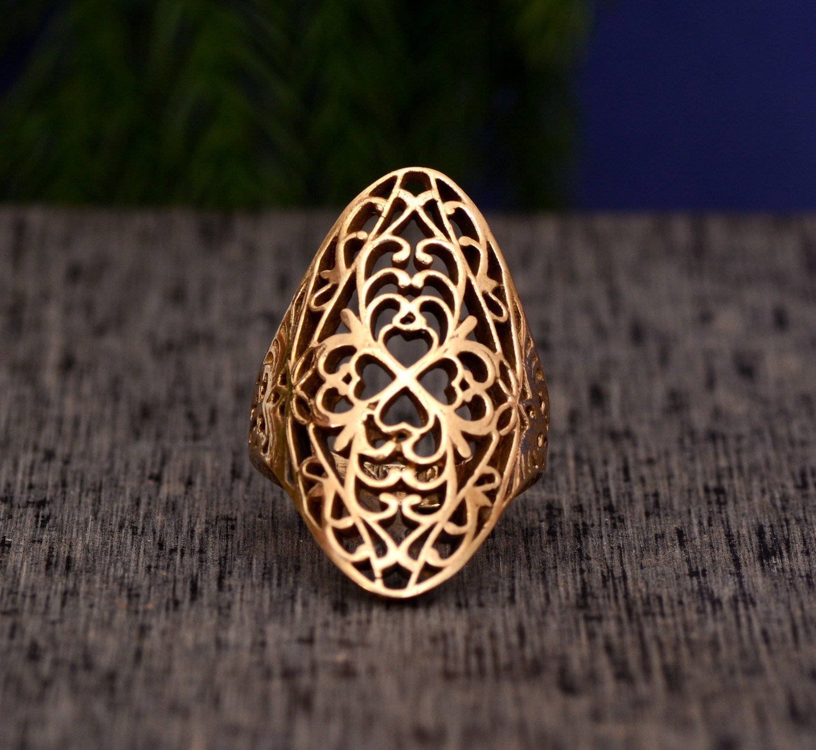 Gold Filigree Ring Brass Filigree Ring Vintage Ring for - Etsy