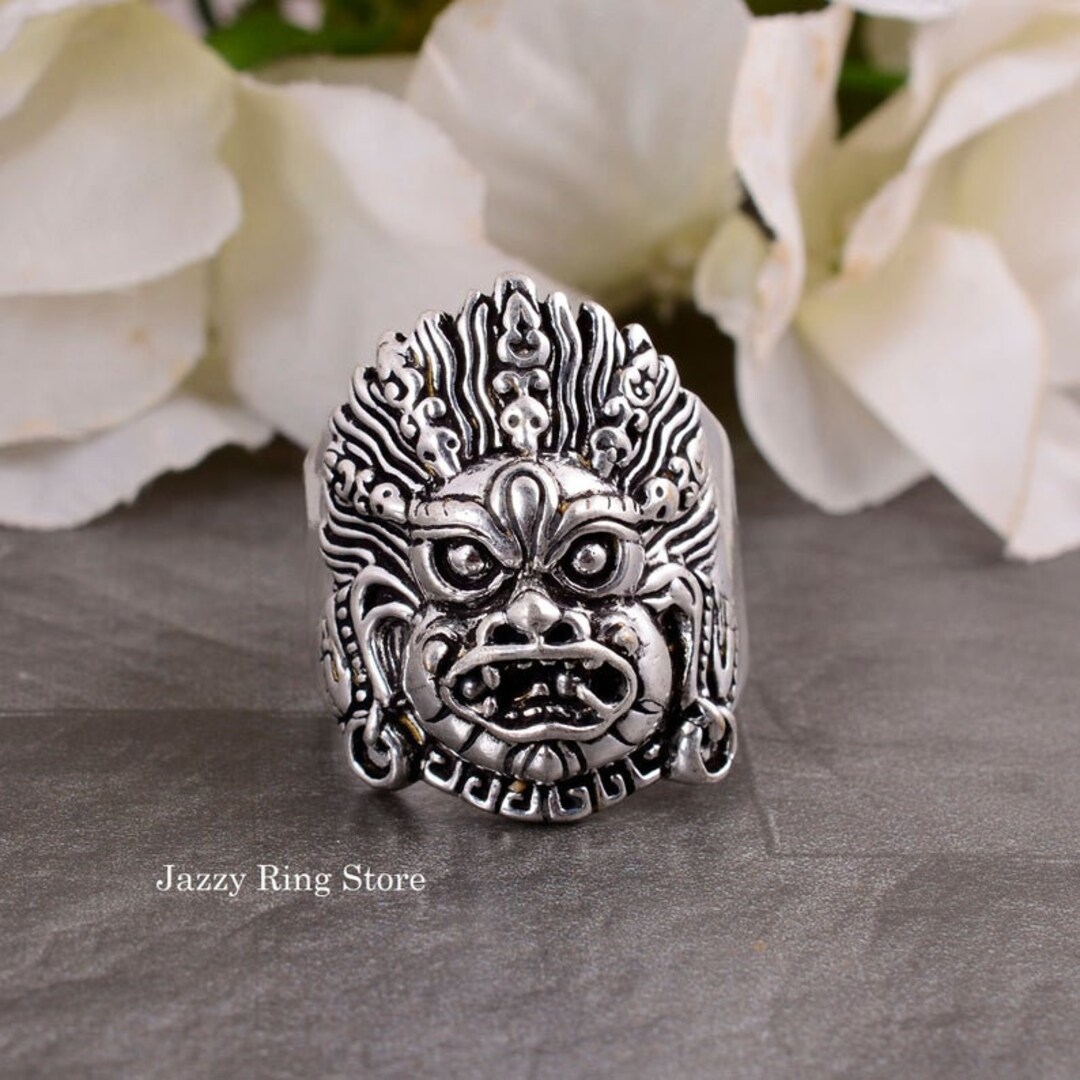 Tibetan Buddhist Mahakala Ring - Skull Tri Netra Mahakala Lord God of ...