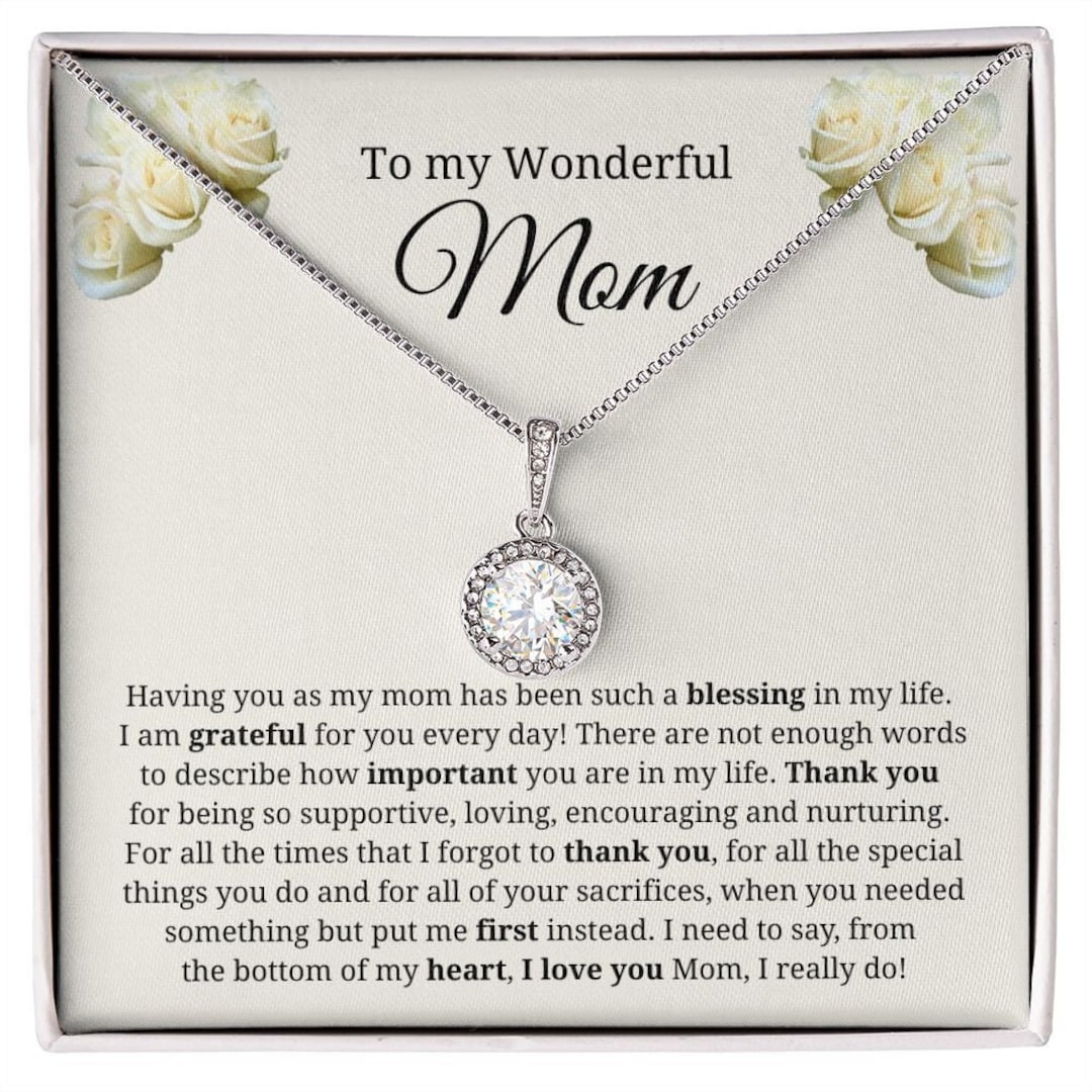 To My Mom Necklace, Mom Message Card Necklace for Mom Birthday Gift ...