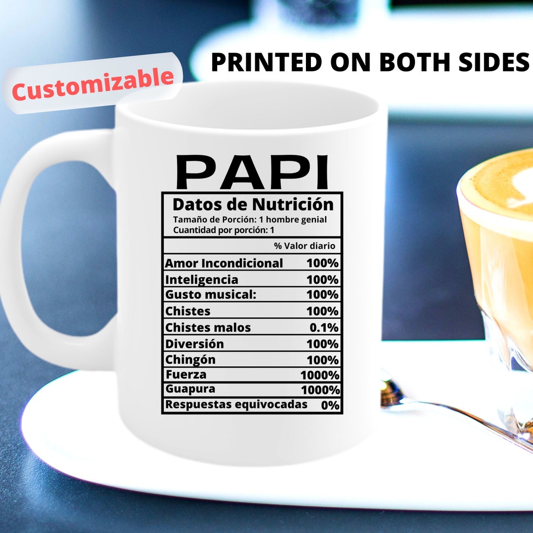 Dad Nutrition Facts Spanish, Papi Mug, Papi Gifts, Father Christmas ...