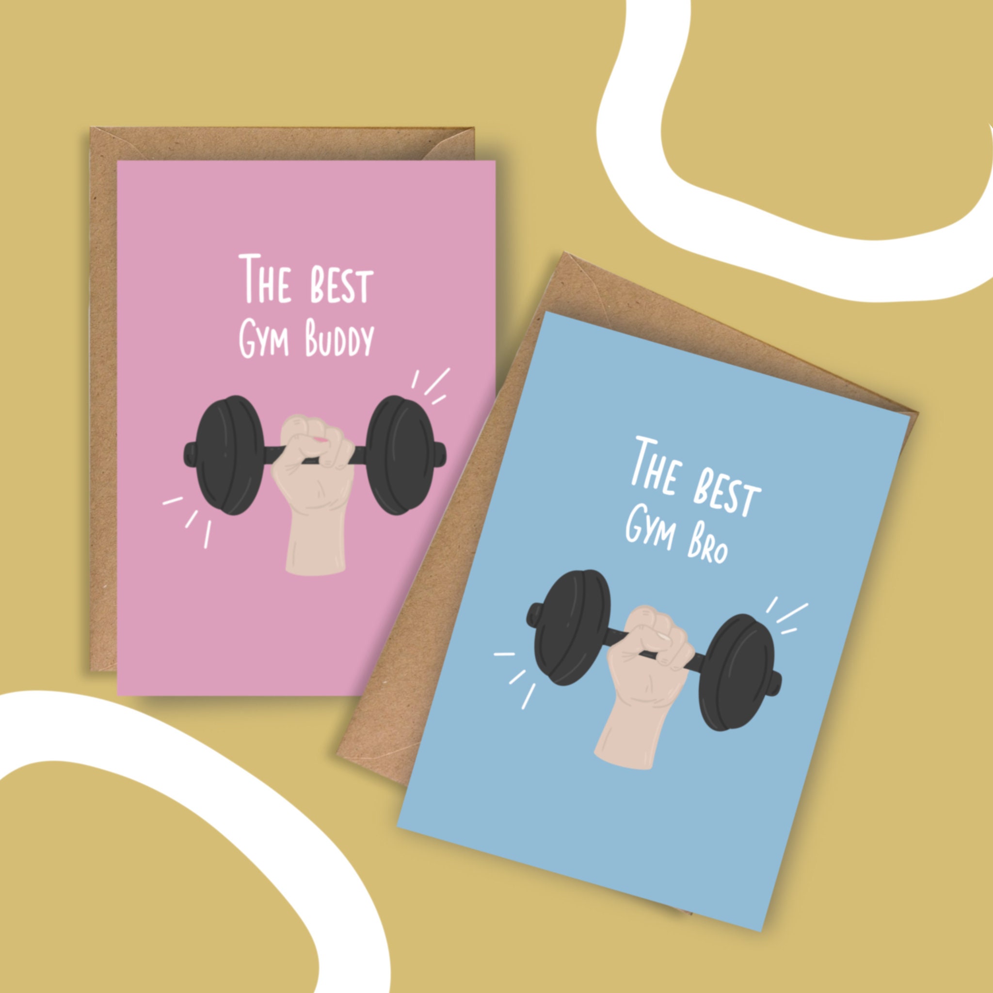 The Best Gym Buddy Card Illustrated Greeting Card A5 High Quality Card ...