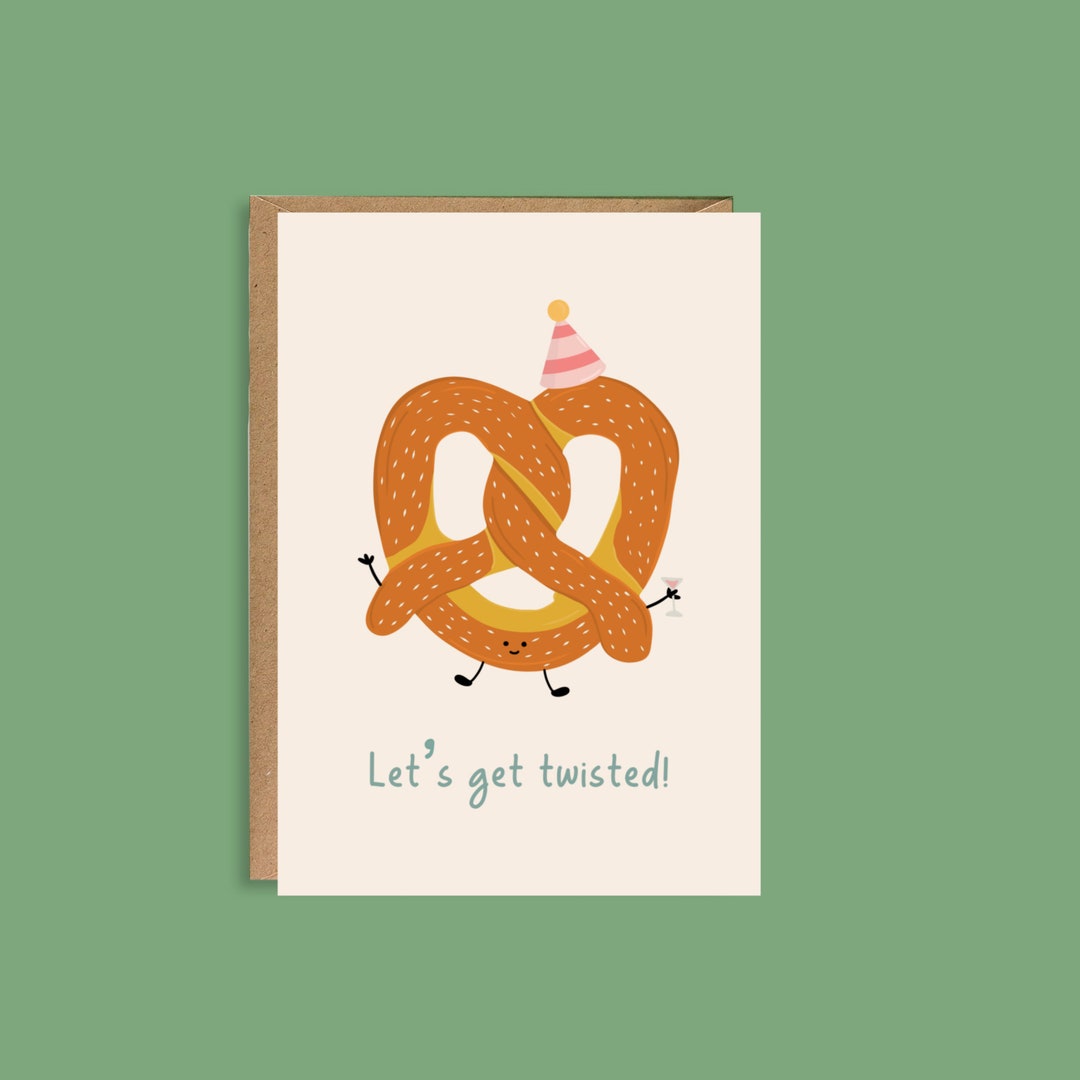 Pretzel Birthday Card: Illustrated Food Theme, Funny A5 Card - Etsy