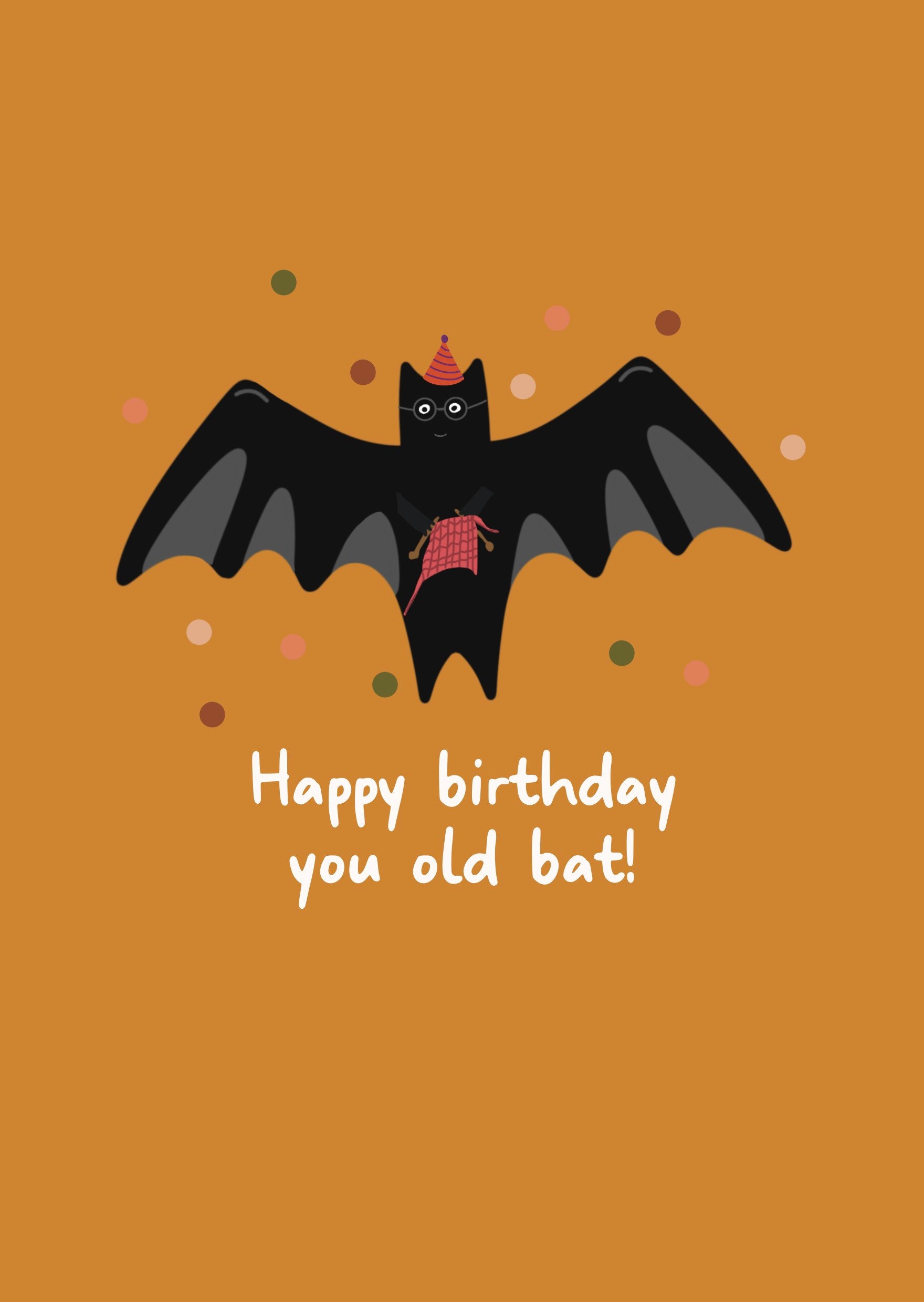 Old Bat Birthday Card | Illustrated Greeting Card | A5 High Quality ...