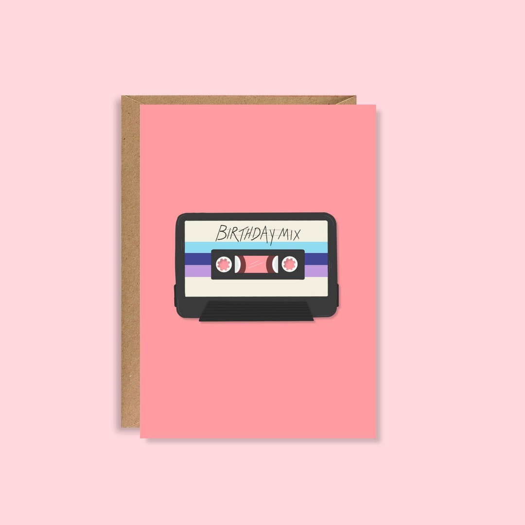 Retro Mixtape Birthday Card: Illustrated Music Theme - Etsy