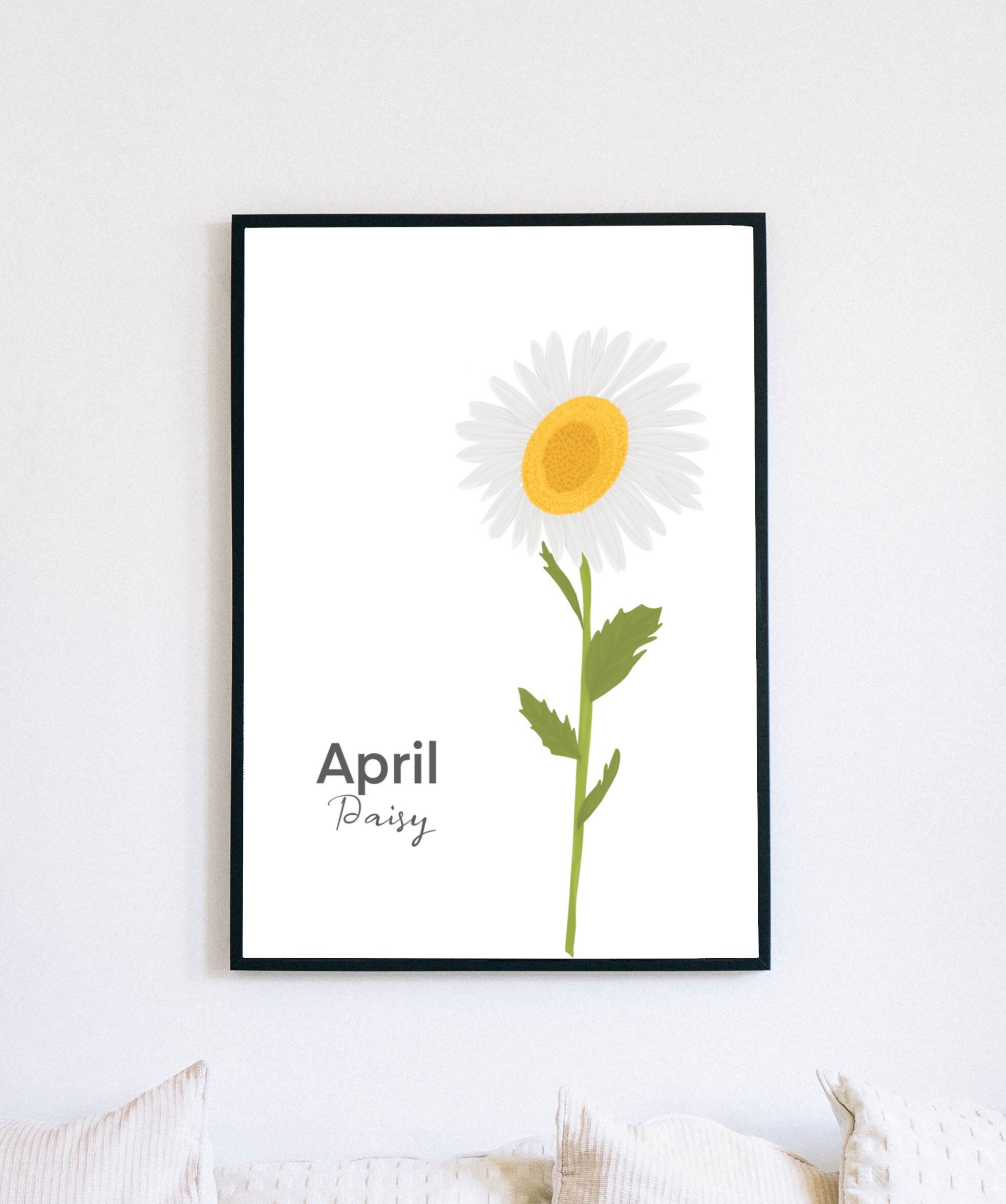 April Birth Flower Illustration Print Illustrated Art Print A4 High ...