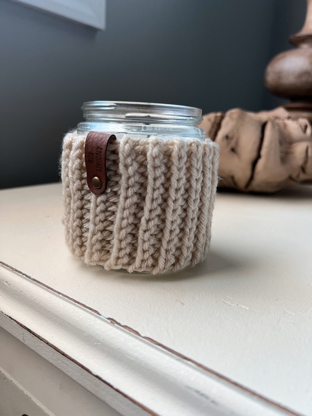 Crochet Candle Winter Cozy, Crochet Jar Cover, Crochet Candle Holder ...