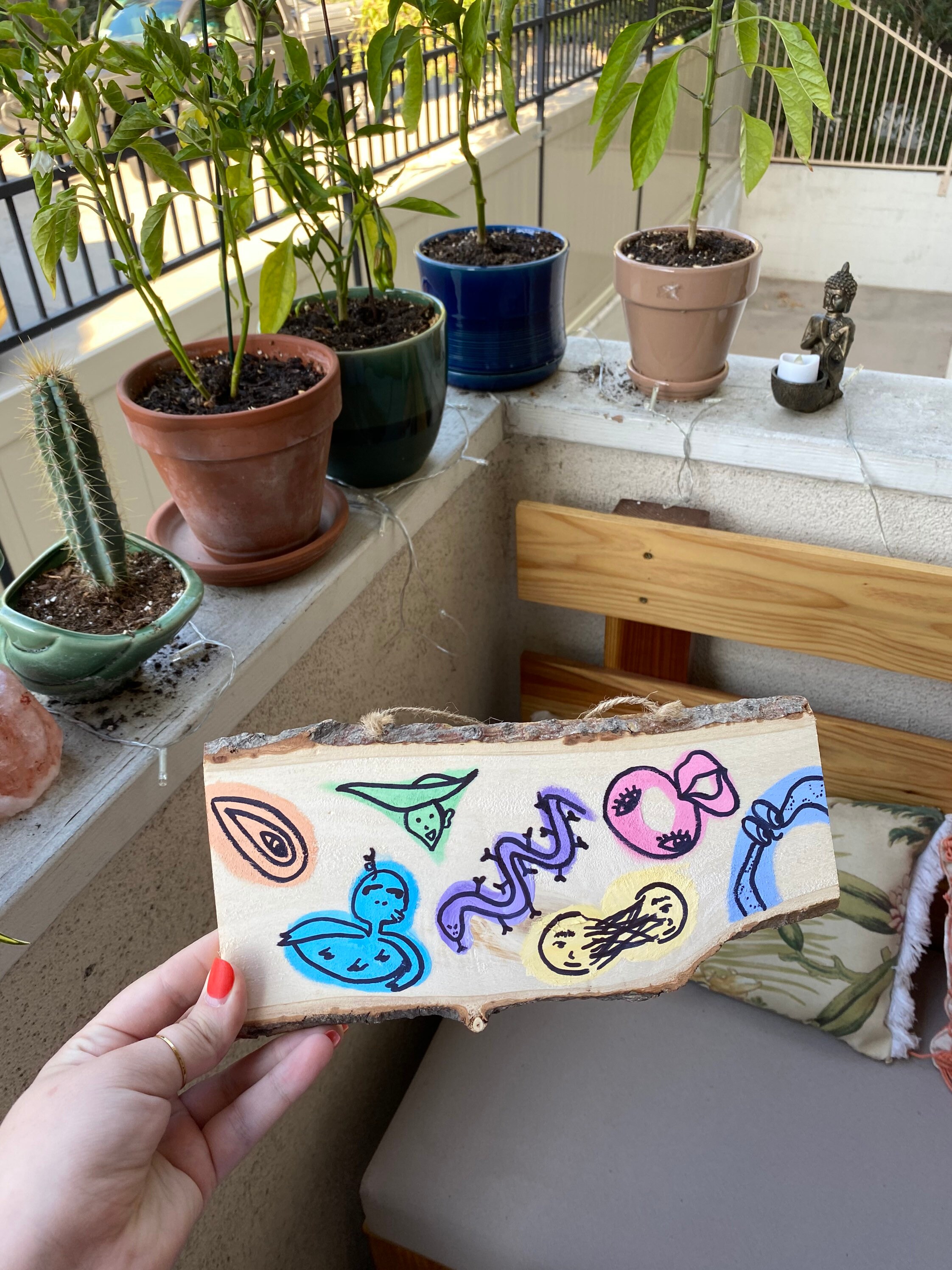 WEIRDOS • Handmade Hanging Wooden Sign Abstract Home Decor Faces ...