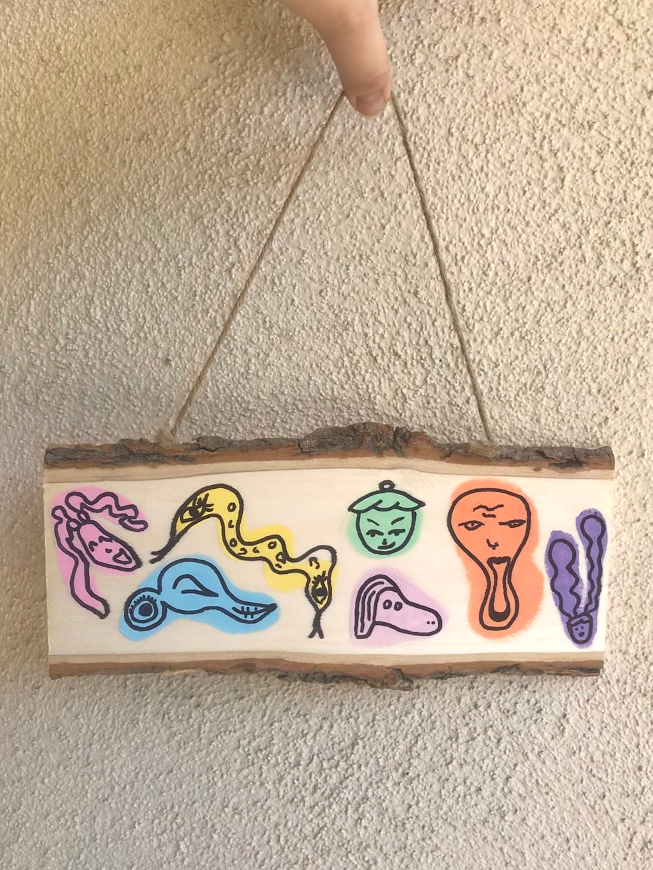 WEIRDOS • Handmade Hanging Wooden Sign Abstract Home Decor Faces ...