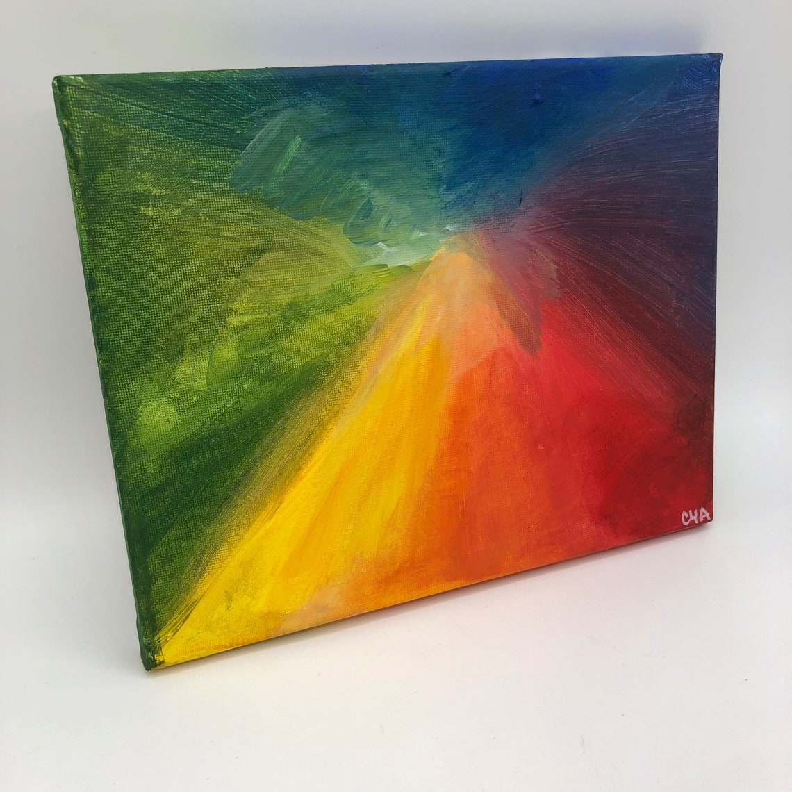 Rainbow Abstract Wall Art Original Abstract Painting on | Etsy