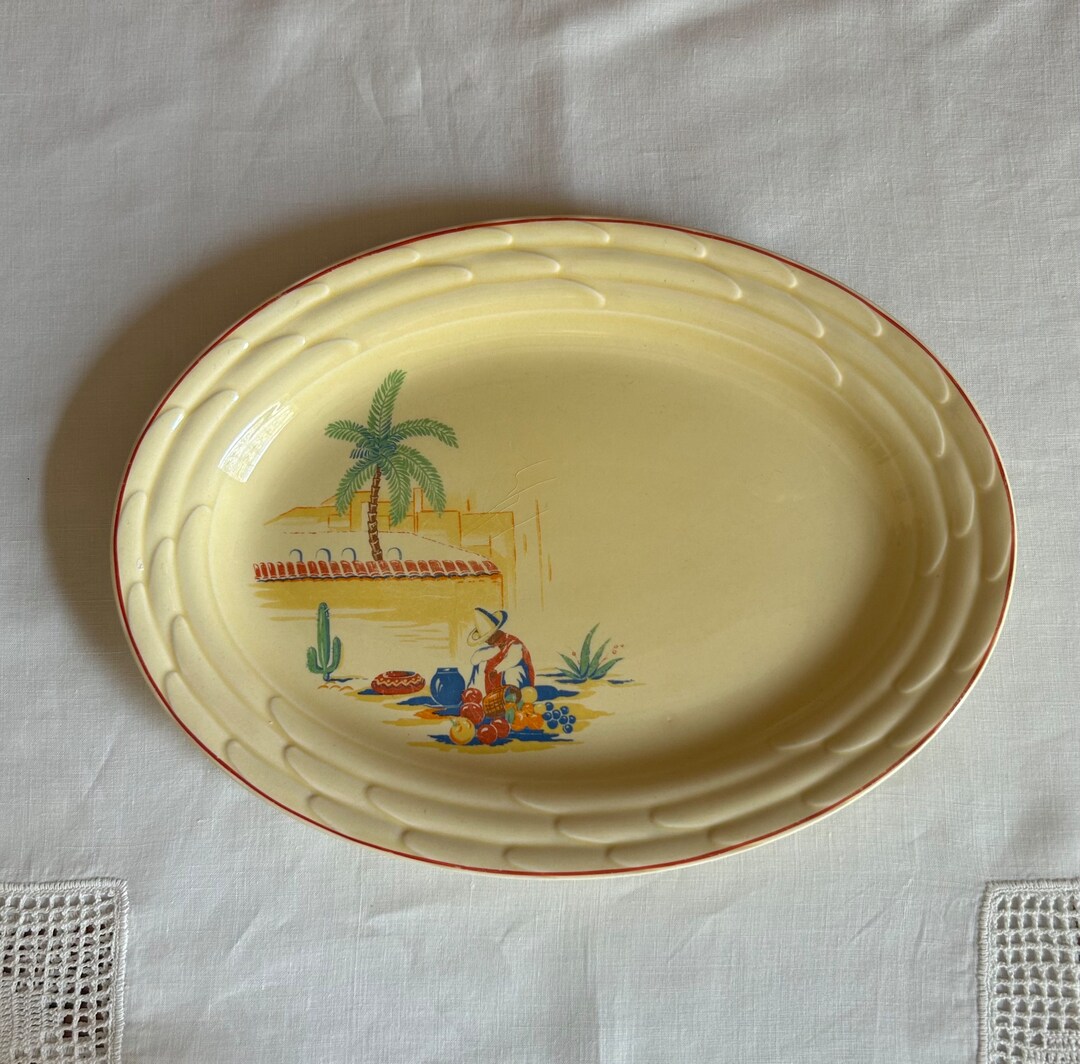 Vintage Edwin M Knowles Oval Serving Platter, Tijuana Pattern sleeping ...