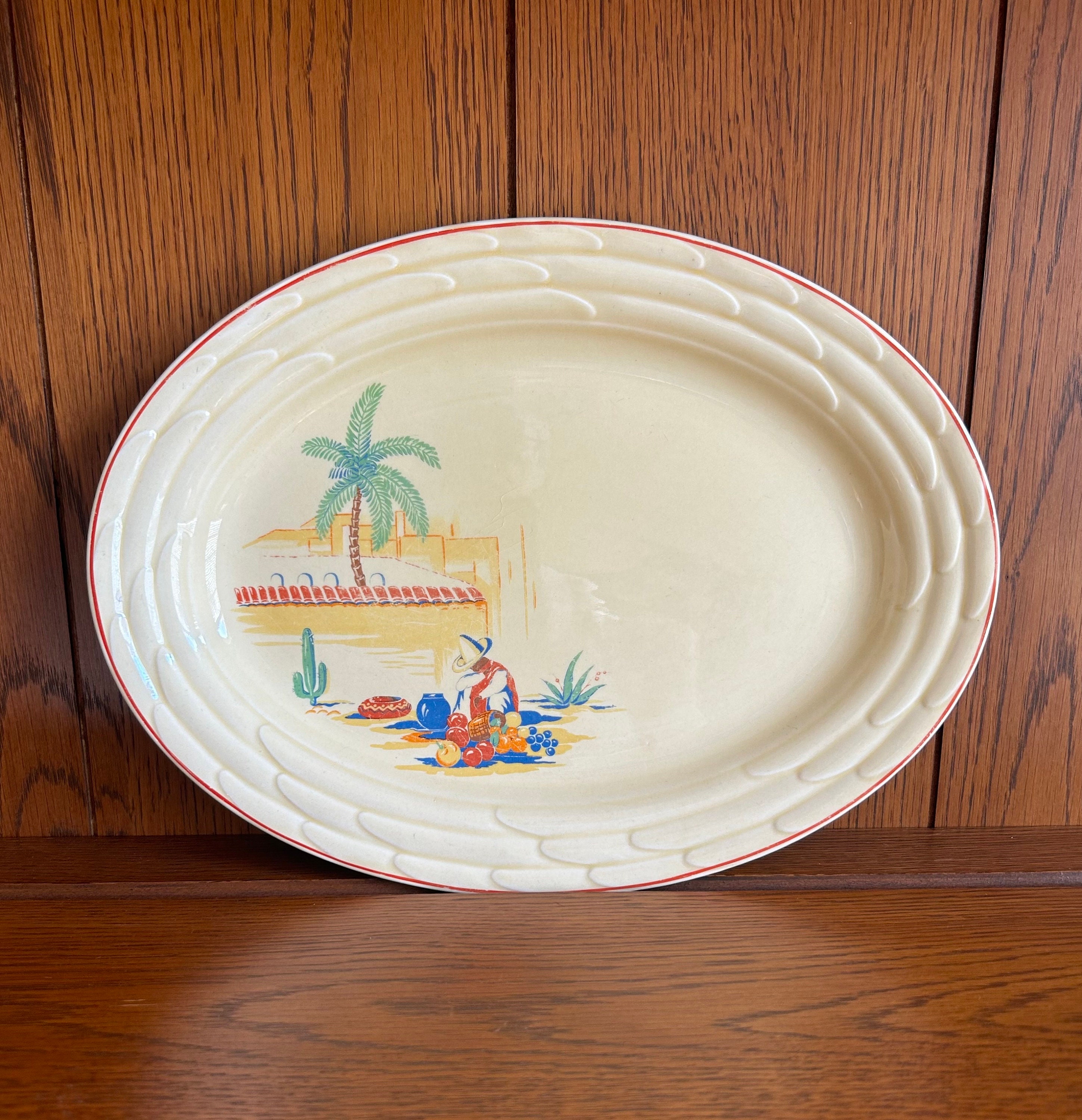Vintage Edwin M Knowles Oval Serving Platter, Tijuana Pattern sleeping ...