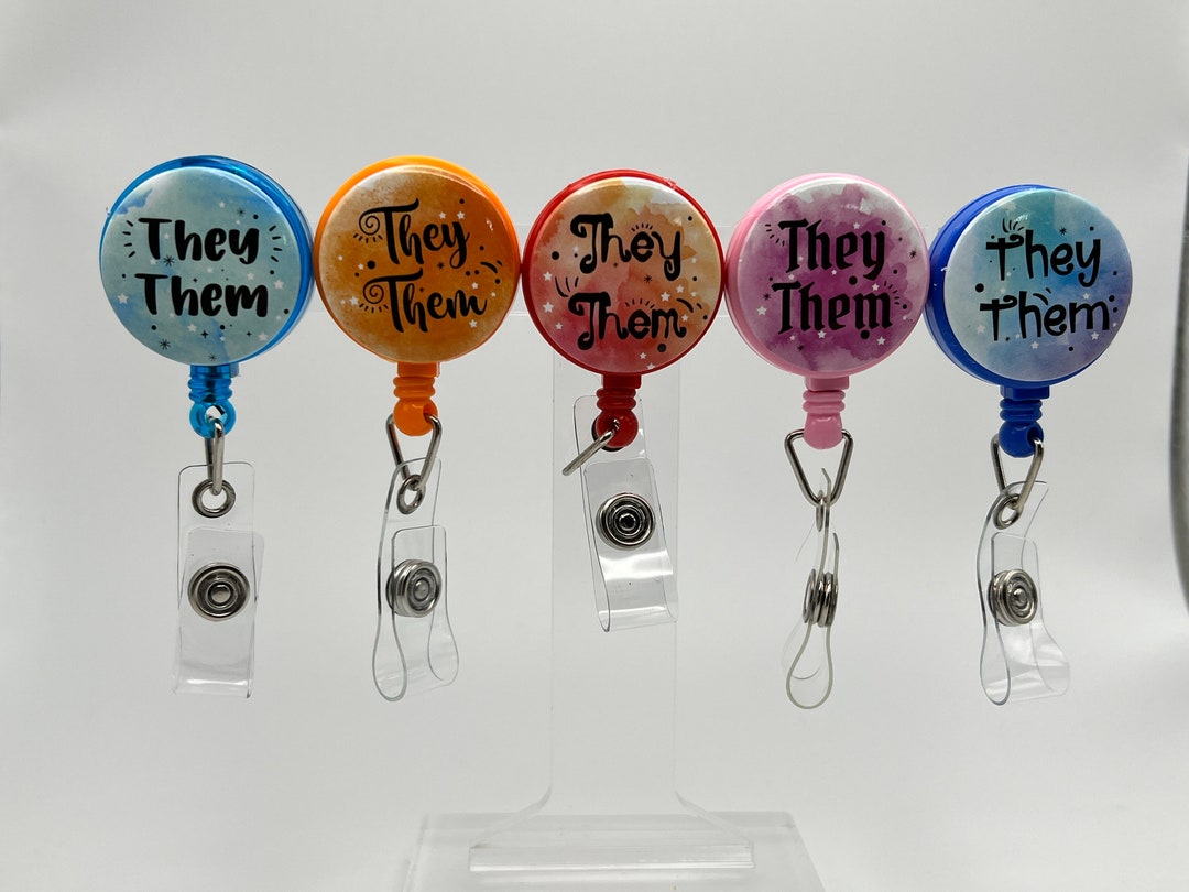 Badge Reel - ID Holder - Pronouns Badge - They/them - Etsy