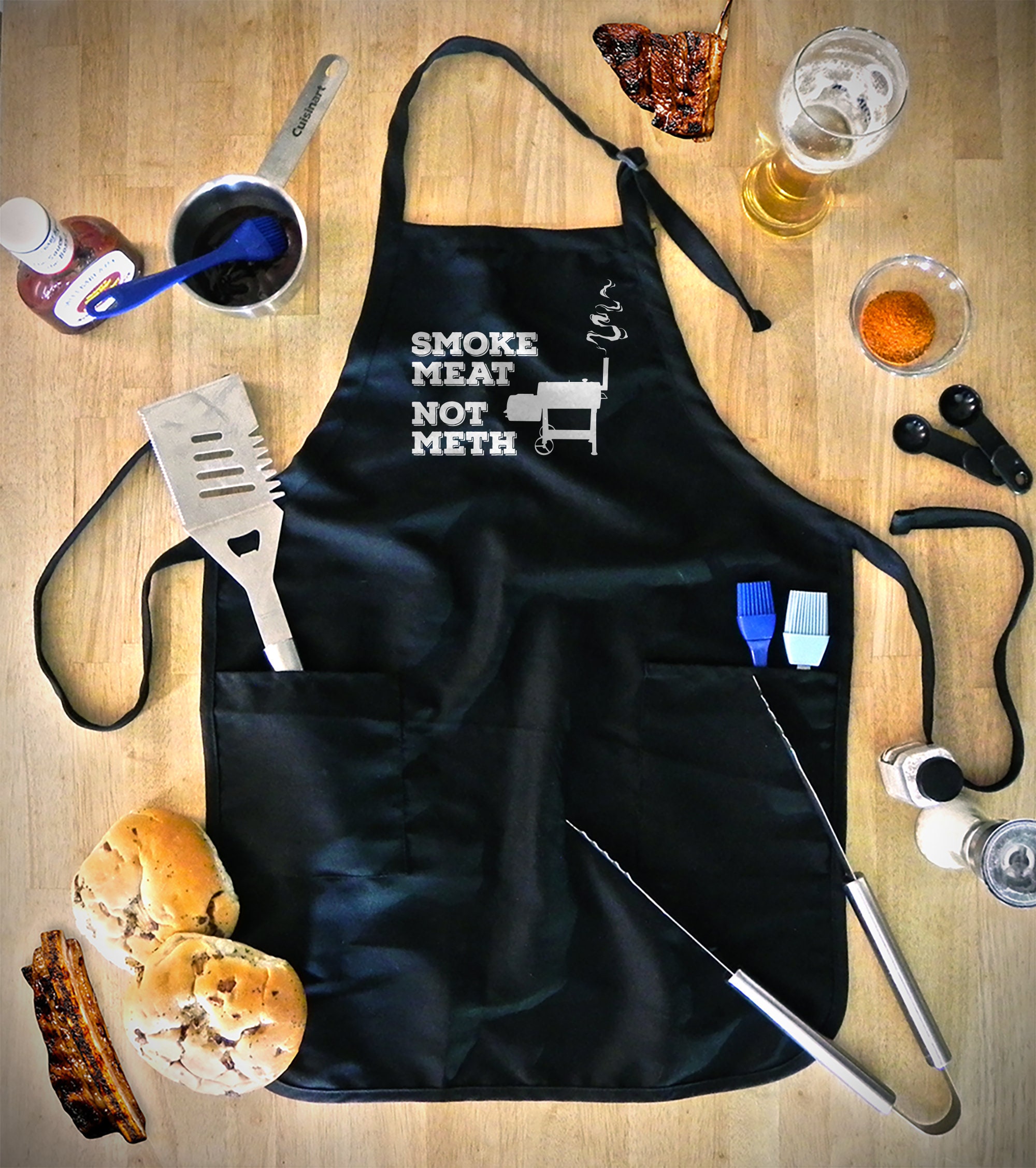Mens Grilling Apron Smoke Meat Not Meth, Funny Bbq Apron for Men, Funny ...