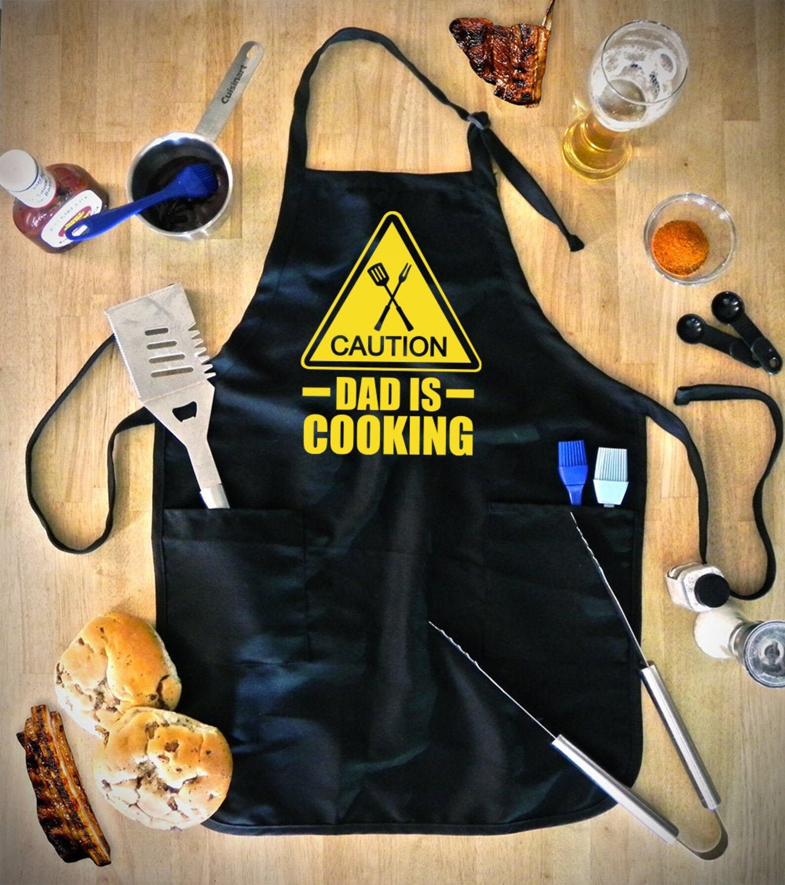 Funny Grilling Apron Caution Dad is Cooking Fathers Day Bbq - Etsy