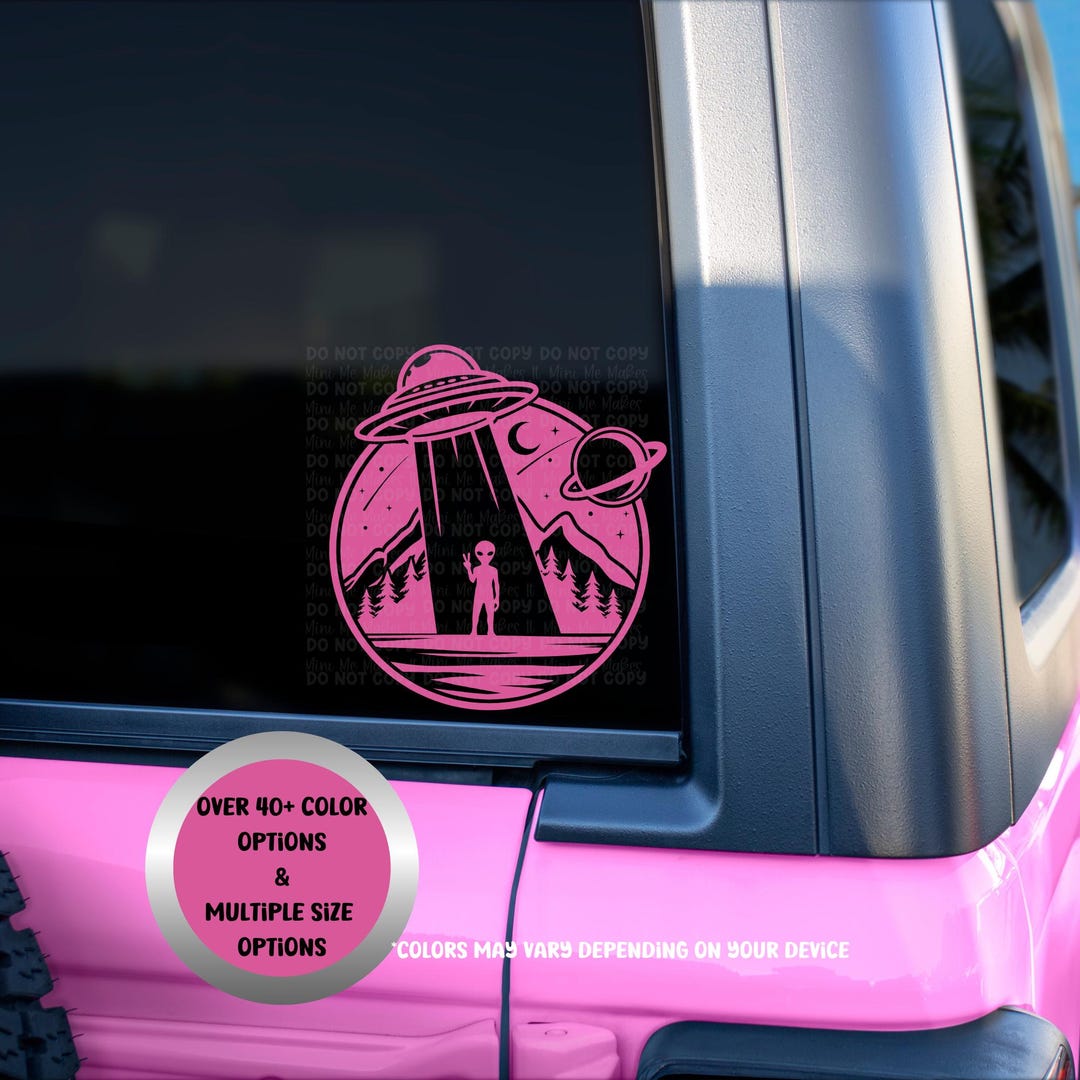 Alien, Alien Invasion Decal, Mountain Scene Sticker, Alien Peace Vinyl ...