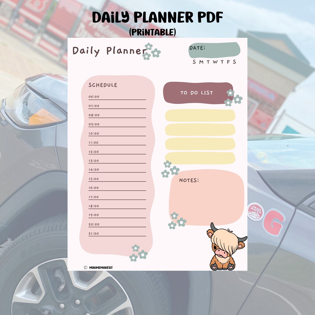 Daily Planner Printable, Printable Planner, Instant Download, PDF ...
