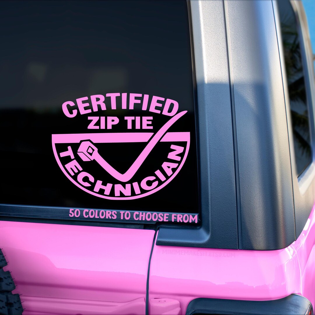 Certified Zip Tie Tech Car Decal, Racecar, Tuner, Vinyl Decal, Laptop ...