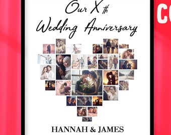 Personalized Heart Photo Collage, Custom Heart Collage, Wedding Photo ...
