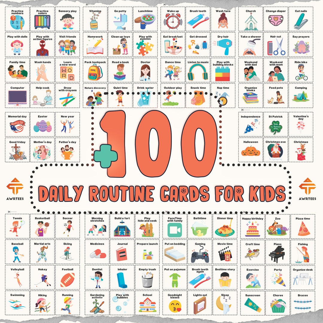 Daily Routine Cards Toddler Routine Chart Visual Schedule for Kids ...