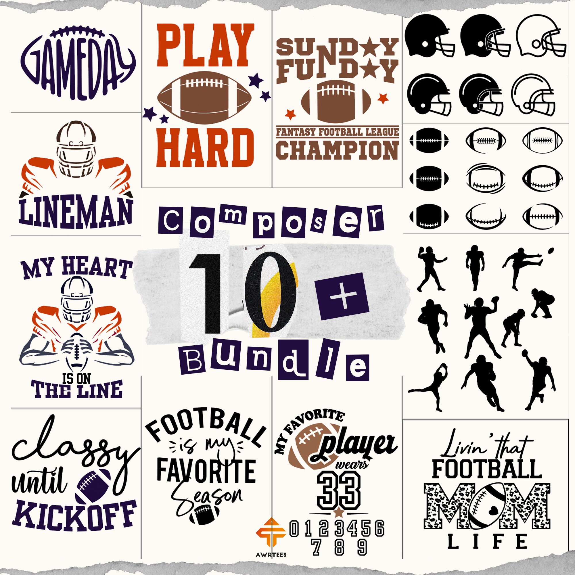 10 Football SVG Football SVG Bundle Football Cut File Football Quote ...
