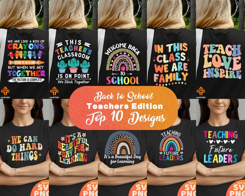 Regreso a la escuela Svg Png Bundle Top 10, 1.er día de clases 1.º 2.º ...