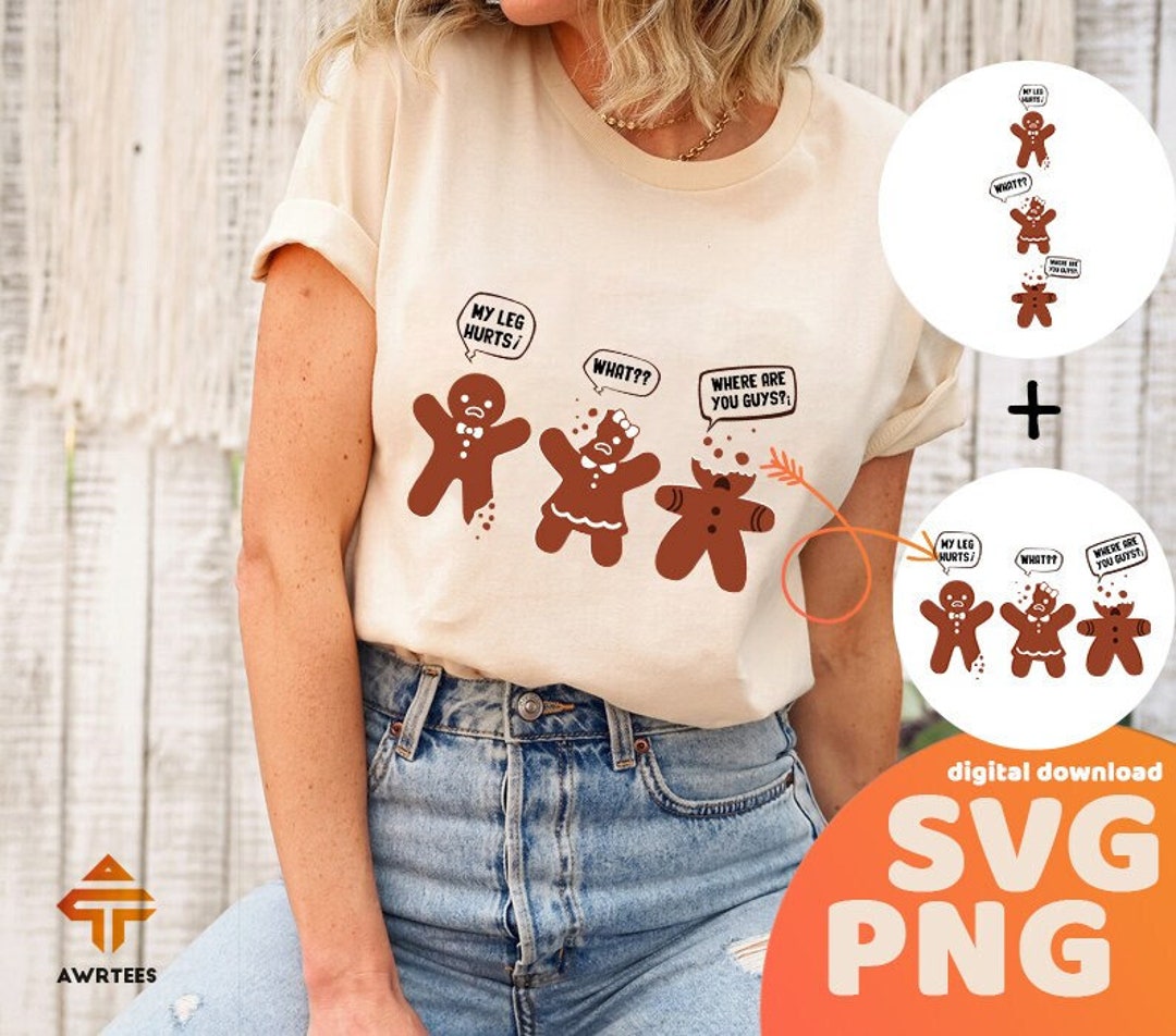 Funny Gingerbread Men Cookies My Leg Hurts Svg/png Its Fine for Kids ...