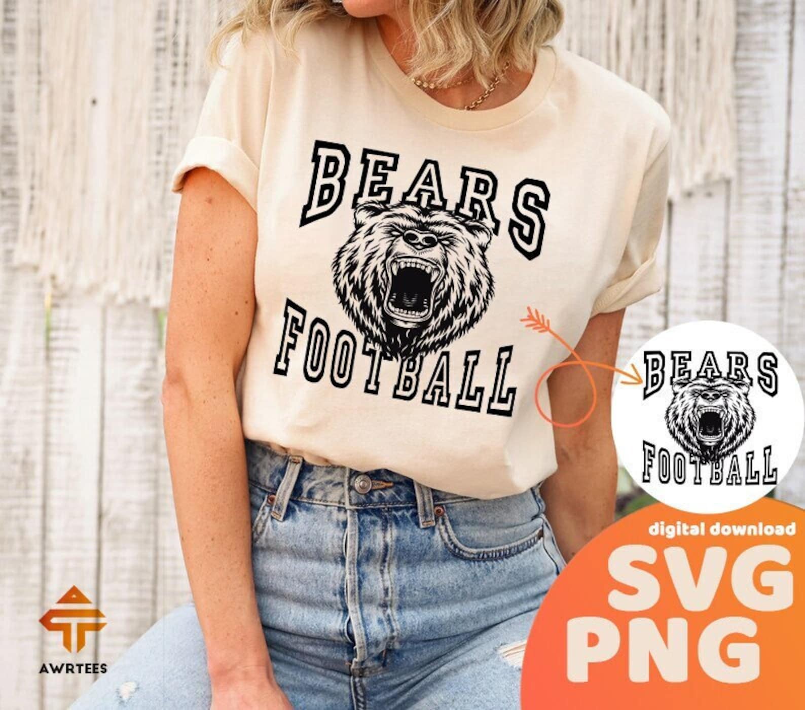 Bears Football Svg, Bears Svg, Football Svg, School Pride, Bears Mascot ...