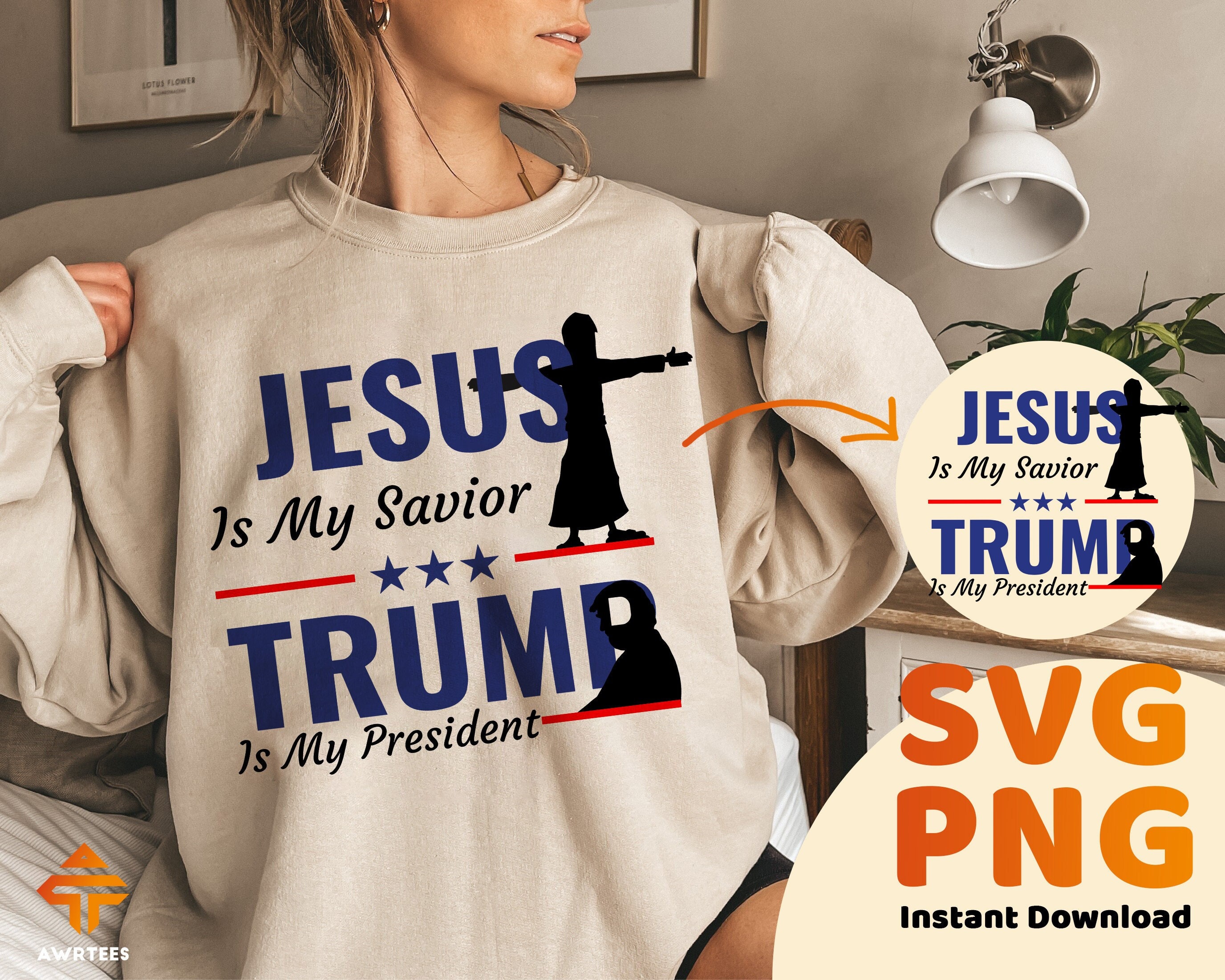 Jesus and Trump is My President 2024 Svg Png, Trump 2024, Take America ...