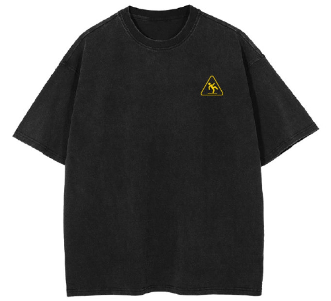 Black Heavy Washed Style Wet Floor Sign Tshirt - Etsy