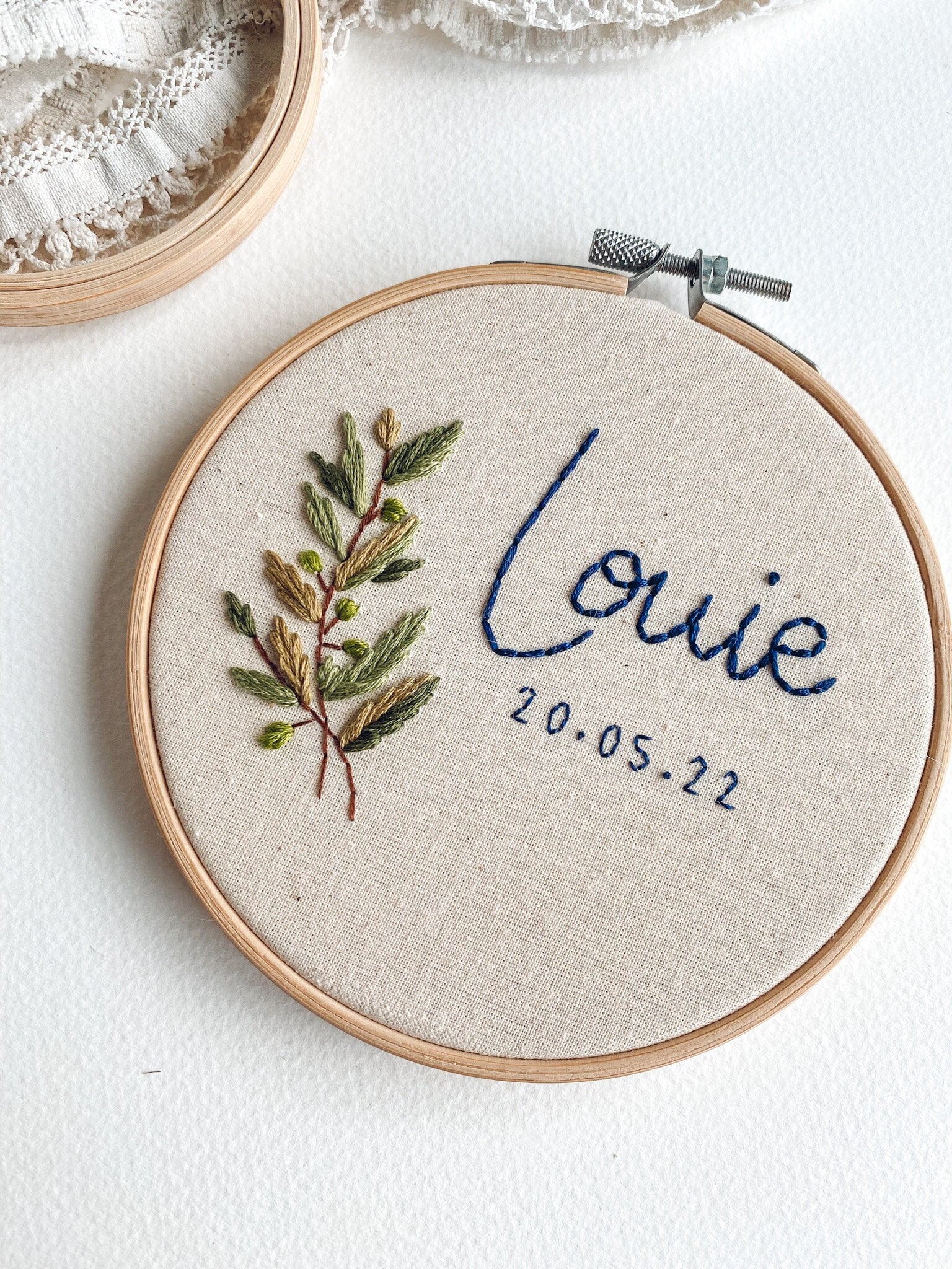 Custom Name Embroidery Hoop Olive Branch Embroidery Nursery - Etsy