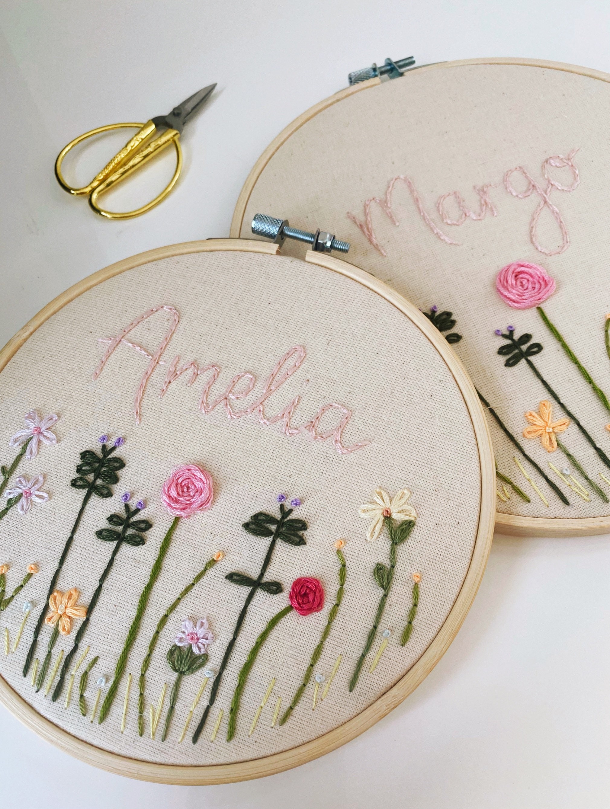 Custom Name Embroidery Hoop Floral Embroidery Hoop Nursery - Etsy