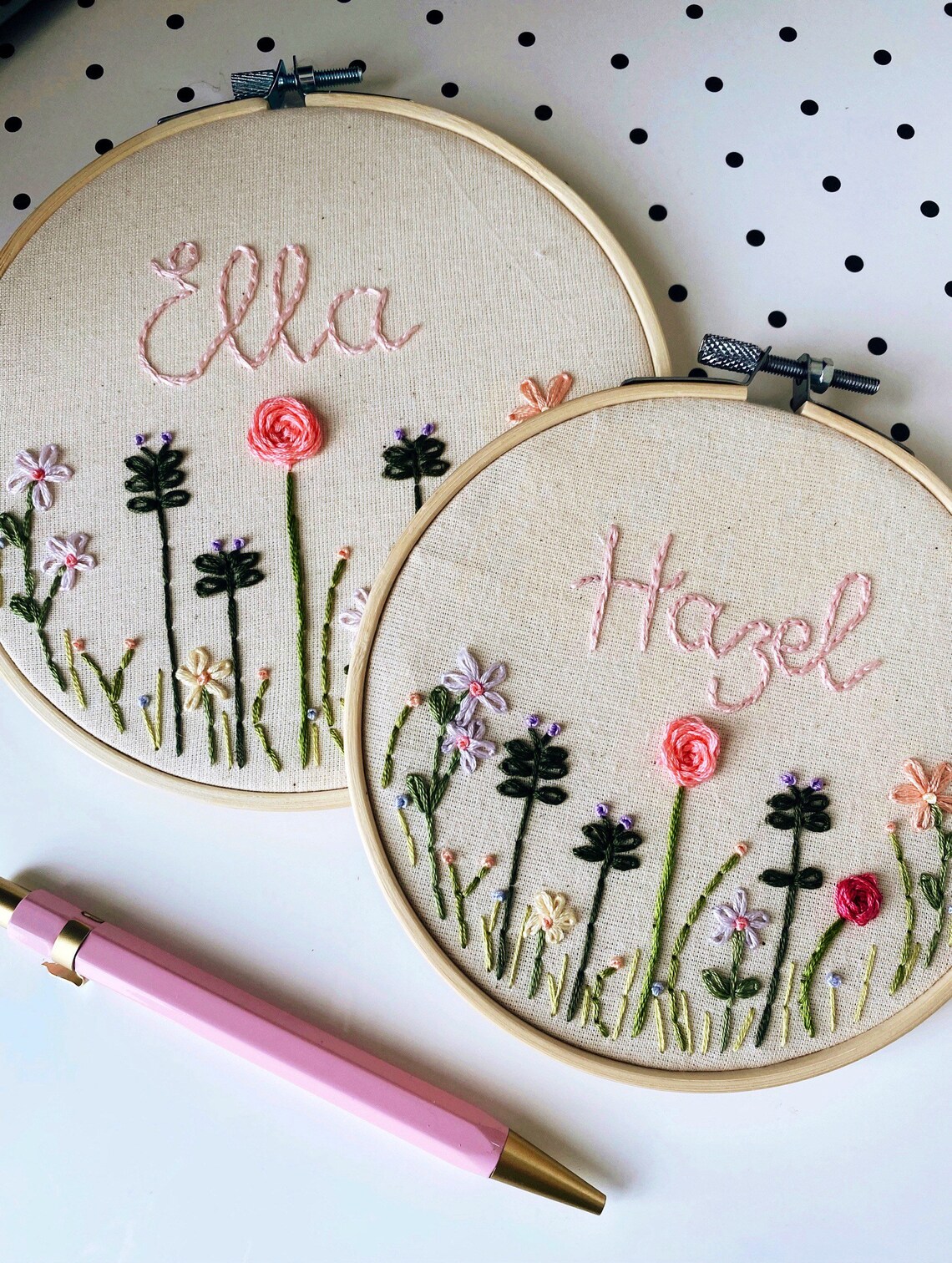 Custom Name Embroidery Hoop Floral Embroidery Hoop Nursery - Etsy