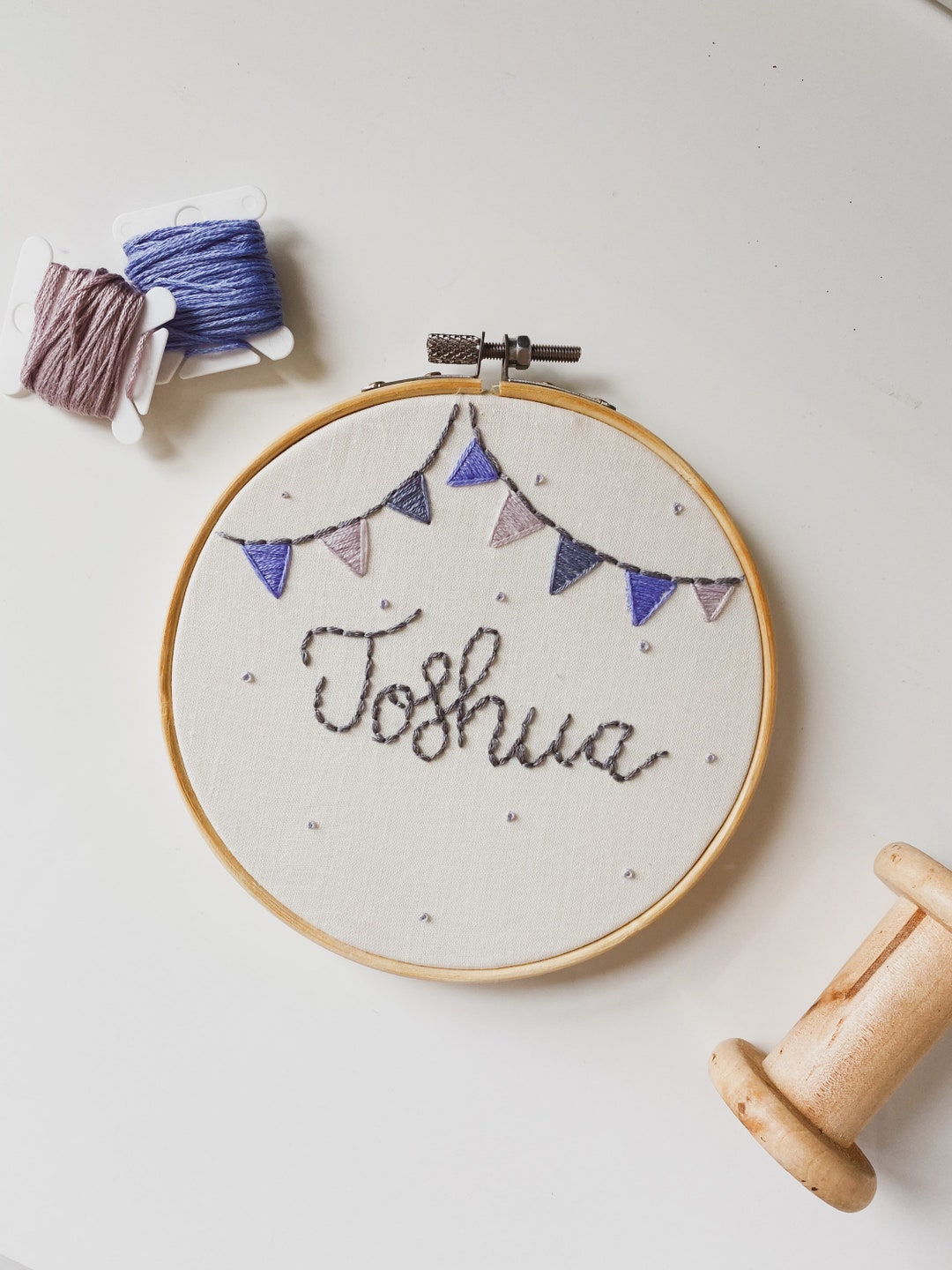 Custom Name Embroidery Hoop- Handmade Embroidery-bunting Embroidery - Etsy