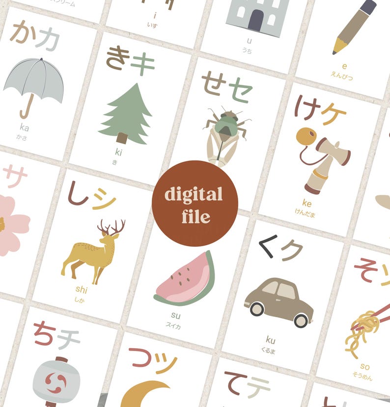 Hiragana Katakana Flashcards | Japanese Learning Cards With ...