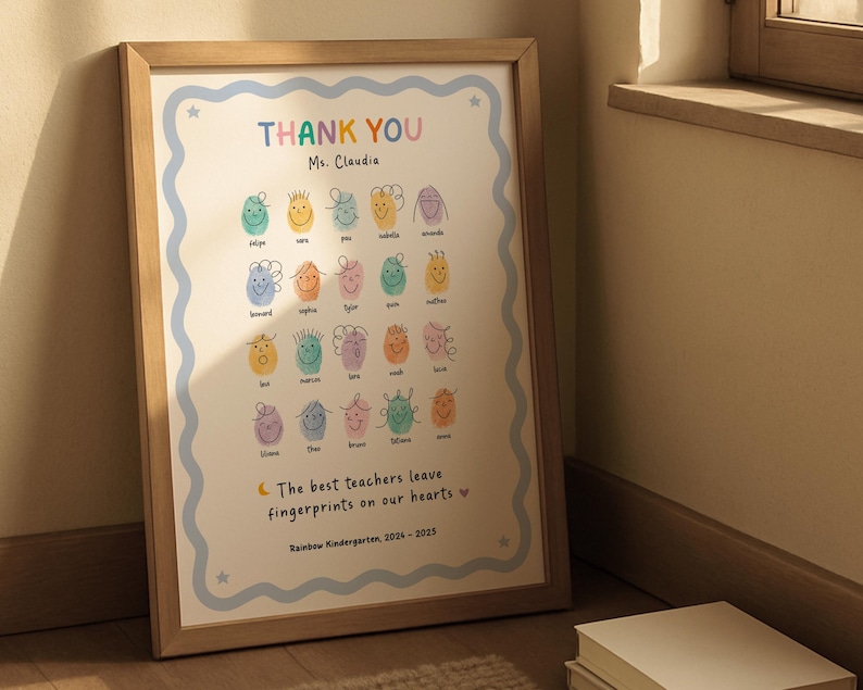Personalized Fingerprint Teacher Appreciation Poster, Class Keepsake ...
