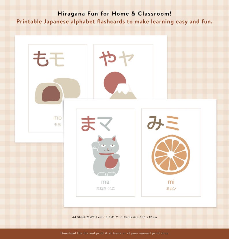 Hiragana Katakana Flashcards | Illustrated Japanese Learning Cards ...