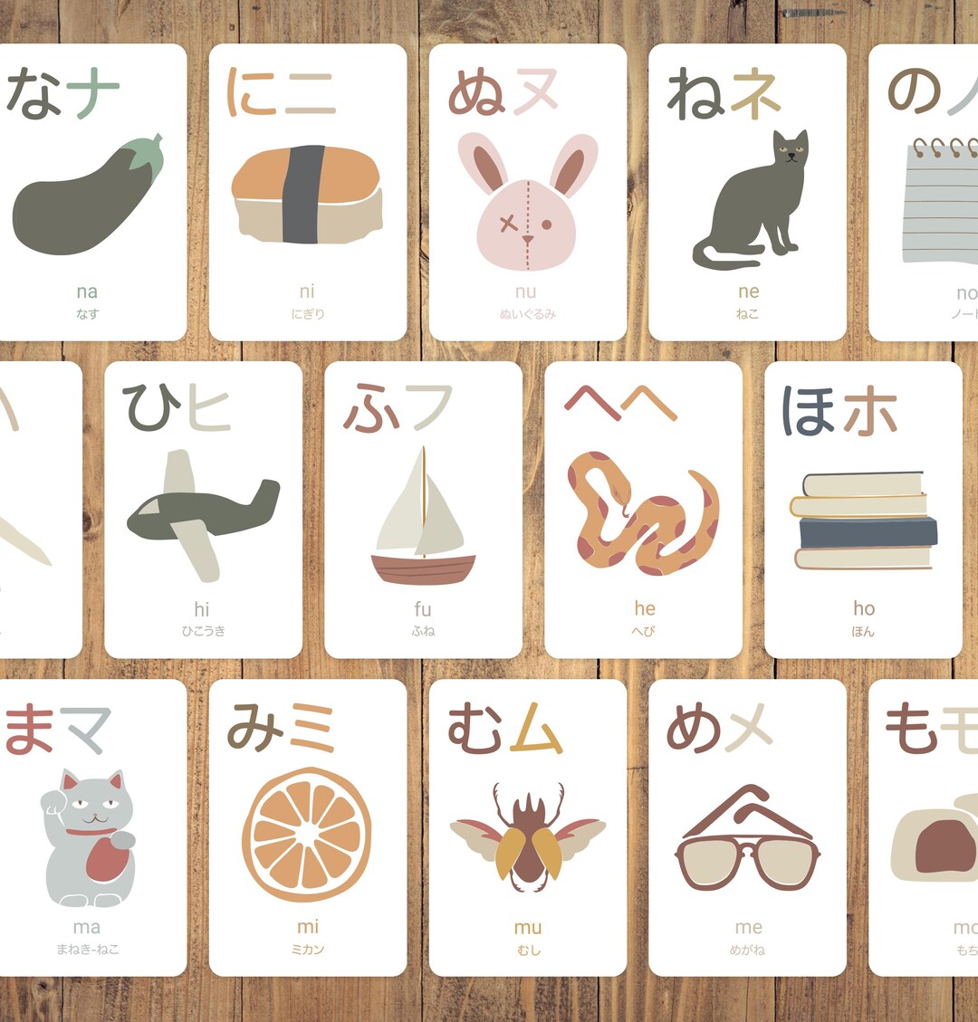 Hiragana Katakana Flashcards | Japanese Learning Cards With ...