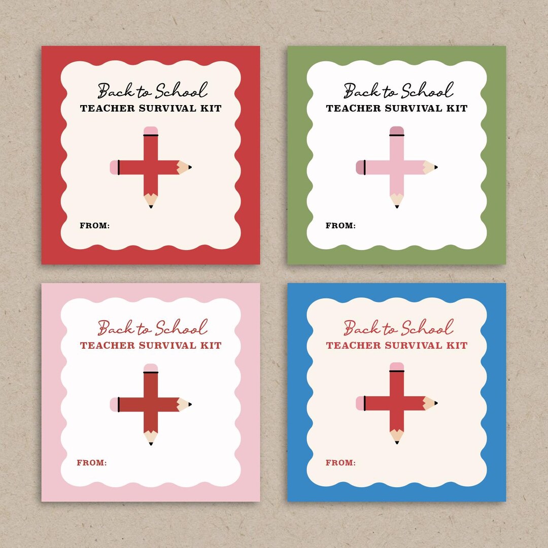 Teacher Survival Kit Tag – Back to School Gift Label (PDF & JPG) - Etsy