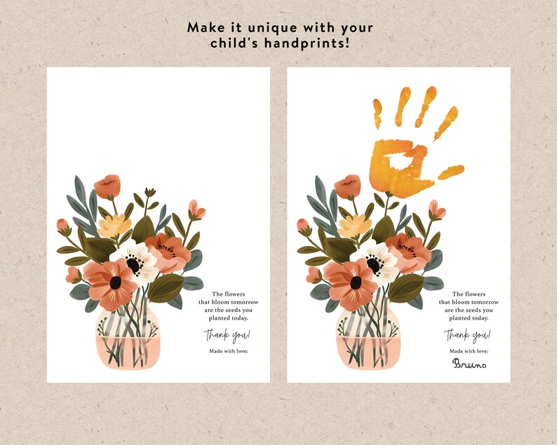 Teacher Appreciation Handprint Art, Printable Gift (digital Download ...